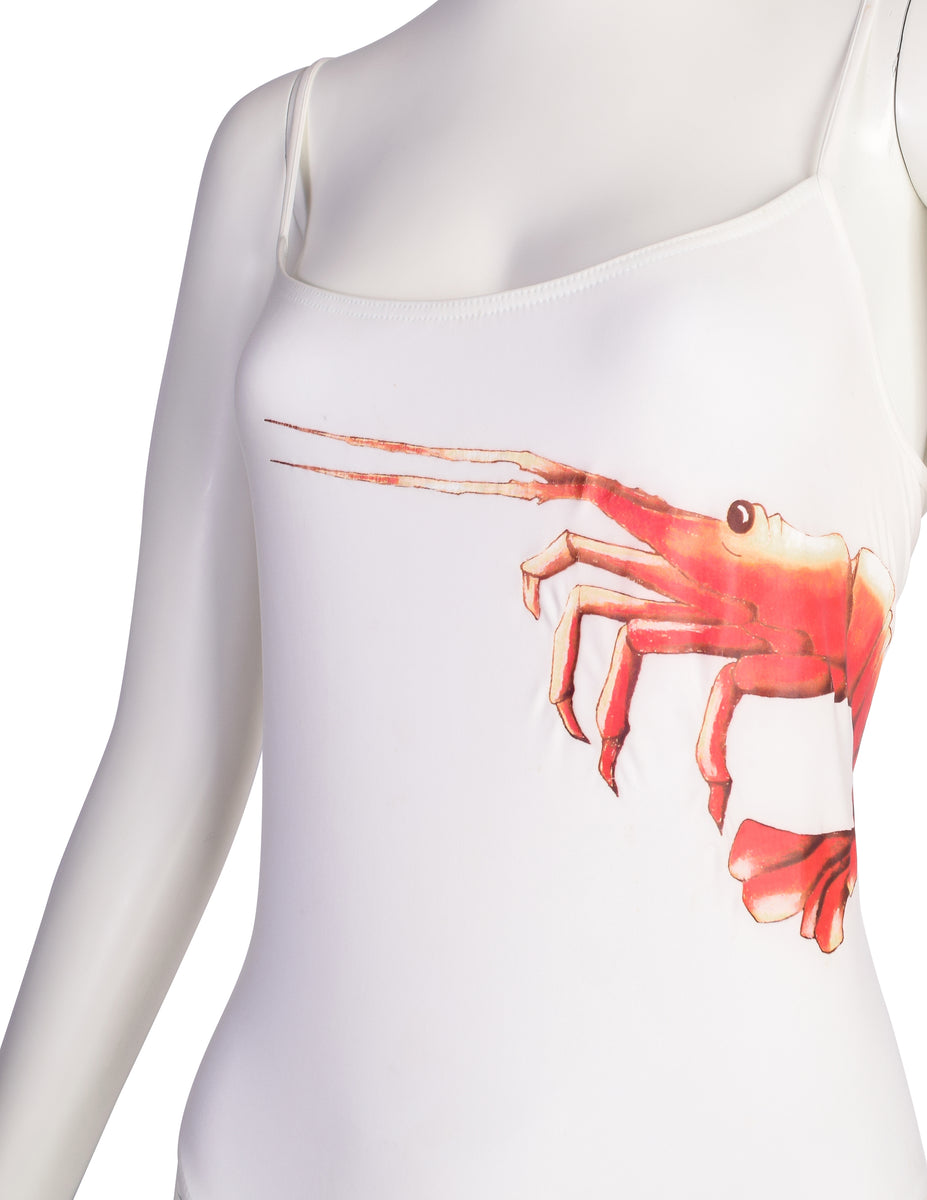 Chloe Vintage SS 2002 Iconic Shrimp Print White One Piece Swimsuit ...