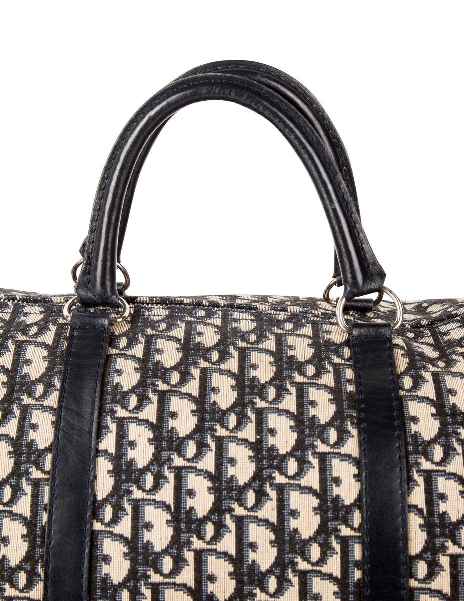 Christian Dior Vintage 1970s Navy Blue Trotter Monogram Logo Canvas an ...