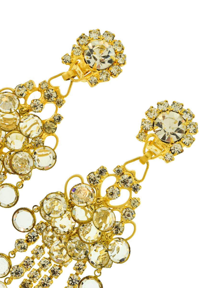 Kenneth Jay Lane Vintage 1960s Outstanding Rhinestone Gold Shoulder Du ...