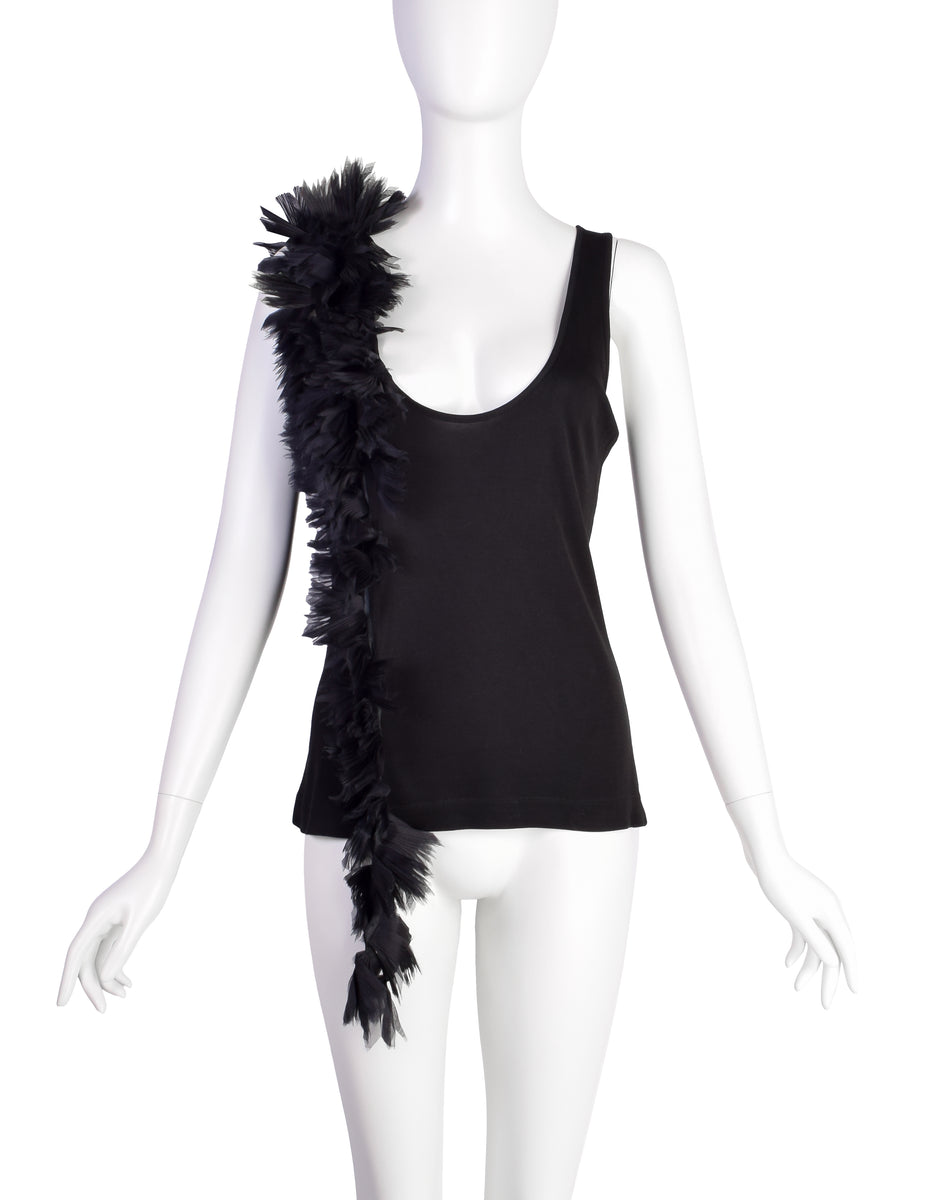 Alexander McQueen Vintage SS 2001 VOSS Black Jersey Tank Top with Plea ...