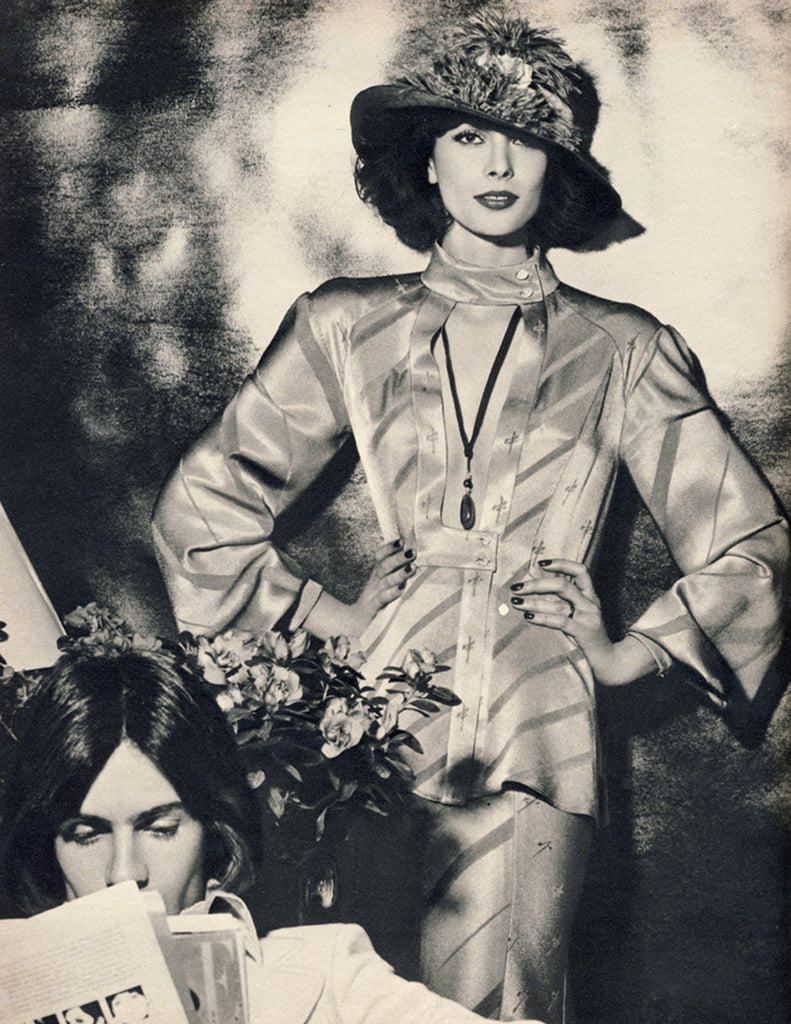 Alice Pollock Vintage 1973 Bronze Purple Iridescent Print Striped Sati ...