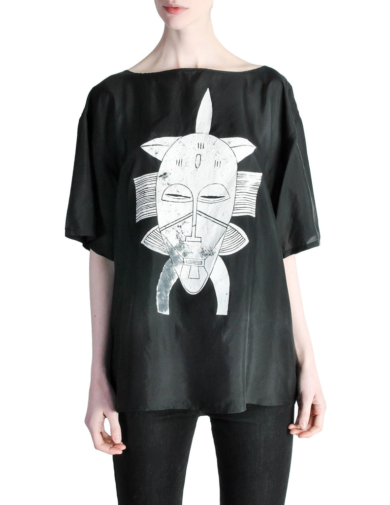 Vintage 1990s Distressed Black Silk Tiki Top – Amarcord Vintage Fashion