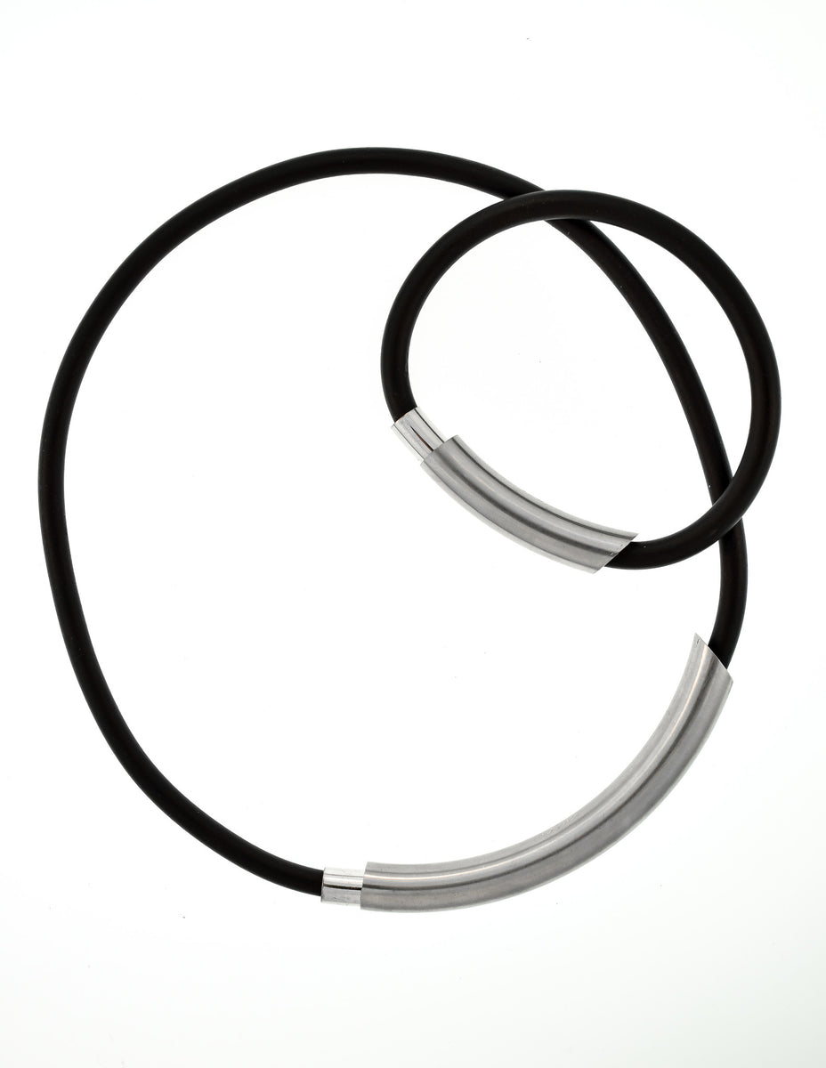 Gucci VIntage Black Rubber Magnetic Bracelet and Choker Necklace Set ...