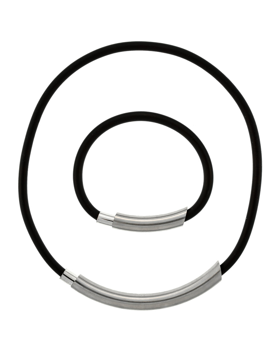 Gucci VIntage Black Rubber Magnetic Bracelet and Choker Necklace Set ...