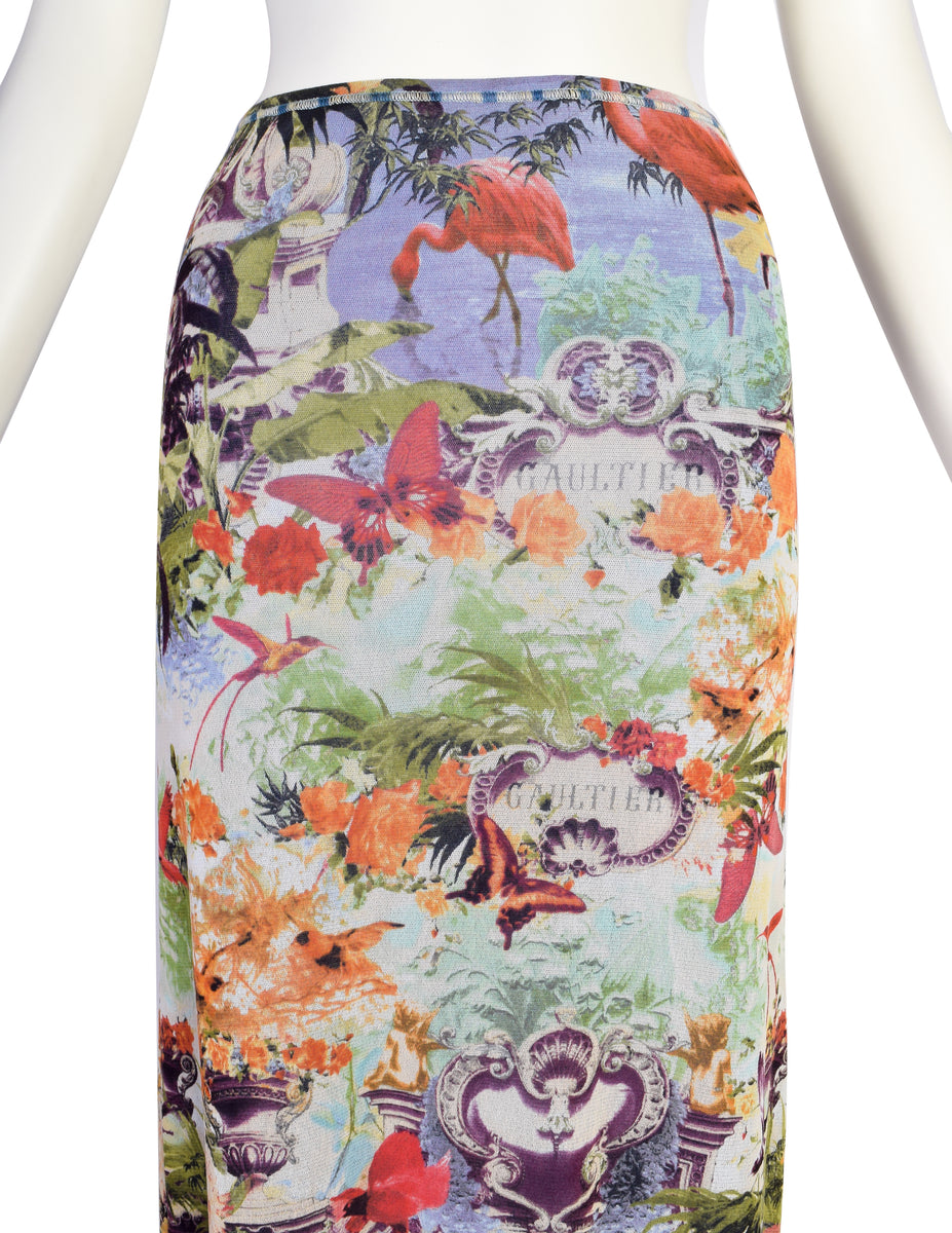 Jean Paul Gaultier Vintage SS 1999 Iconic Pastel Botanical Flamingo Pr ...