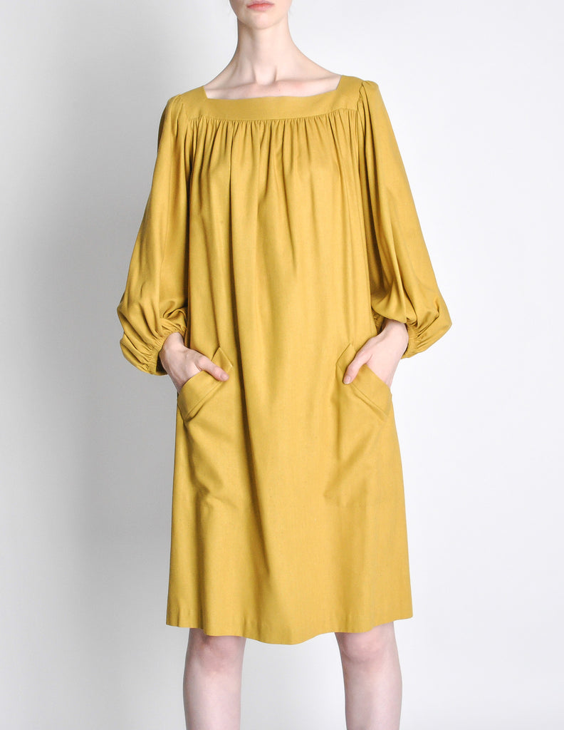 Yves Saint Laurent Rive Gauche Vintage Mustard Yellow Silk Mumu Dress ...