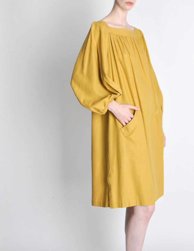Yves Saint Laurent Rive Gauche Vintage Mustard Yellow Silk Mumu Dress ...
