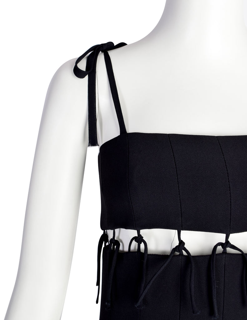 Vintage 1990s Incredible Black Knotted Panel Extreme Slit Dress ...